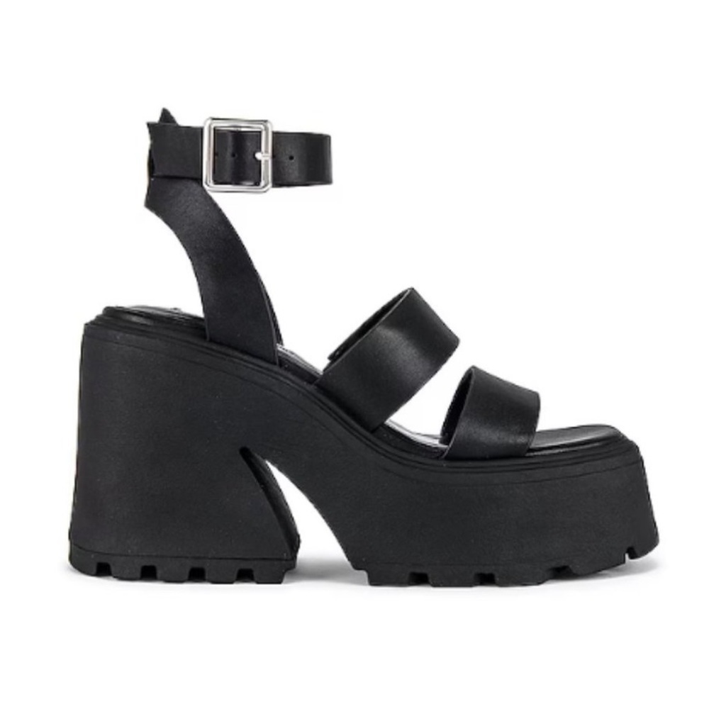 Steve Madden Black Chunky Abbot Platform Sandals Gem